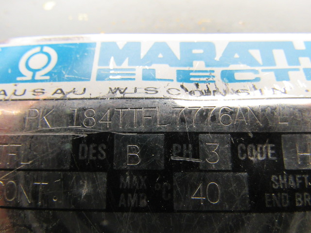 Marathon PK184TTFL7776ANL 2 HP 208-230/460V 1140 RPM 184T Frame ...