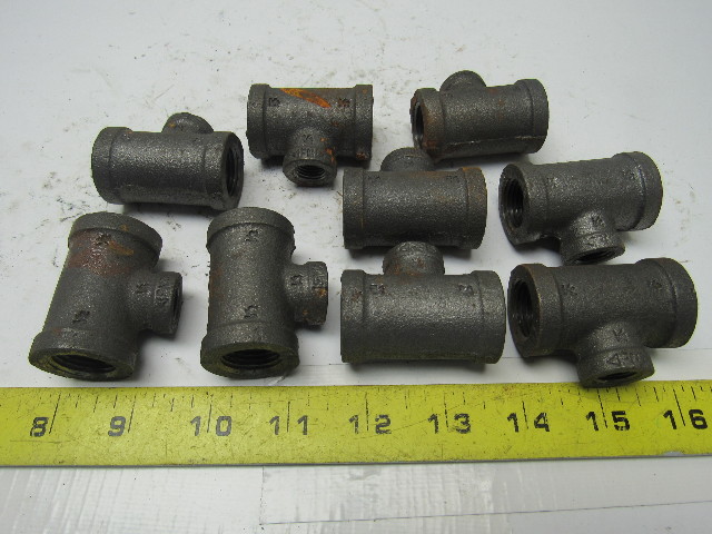 1/2" x 1/4" x 1/2" Reducing Tee Black Pipe Steel Lot Of 9 | Bullseye ...