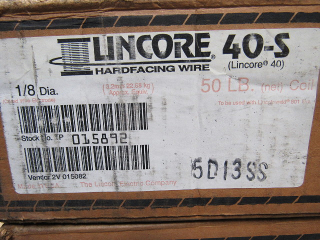 Lincoln Lincore 40-S 1/8 Hard Facing Submerged Arc Wire 50# Coil Lot of ...