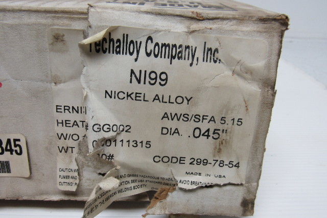 Techalloy NI99 .045" Nickle Alloy Welding Wire 30 Lb. Spool | Bullseye ...