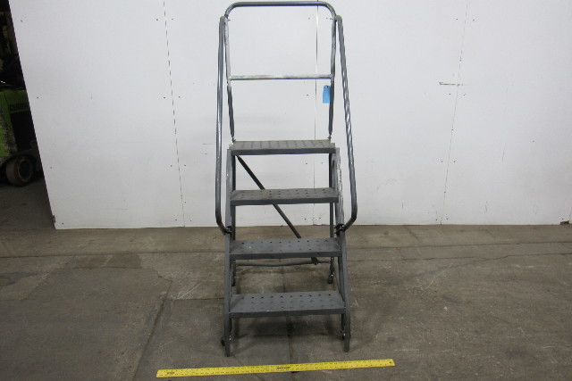 TRI ARC 4 Step Steel Rolling Safety Ladder 24"x7"Treads 40"Top Step ...