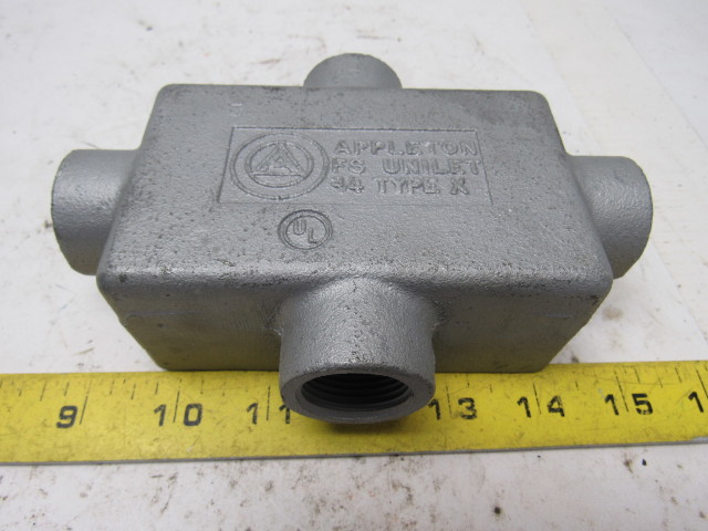 Appleton FSX-1-75 Cast Malleable Iron Single Gang Box 4 Hubs n3/4" NPT ...