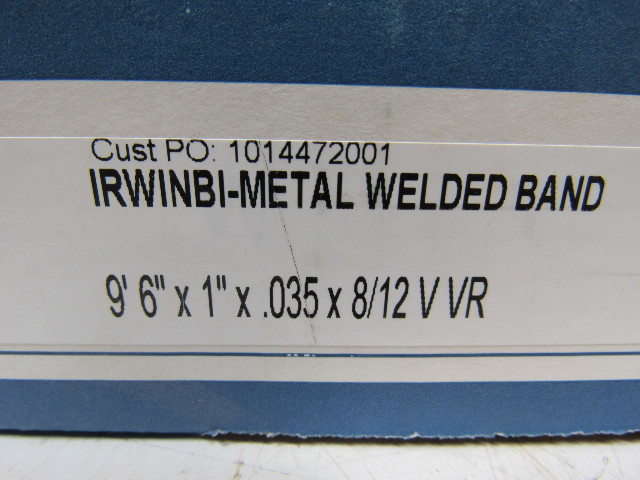 IRWIN BI-METAL 114" 9'6"x1"x.035"x 8/12 V VR Band Saw Blade NEW ...