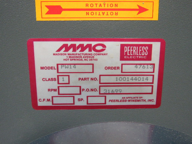 Peerless MMC PW14 5HP Direct Drive Pressure Blower | Bullseye ...