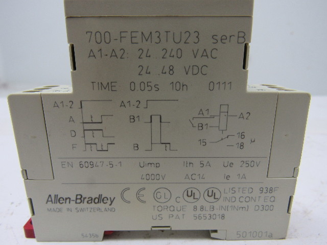 A-B Allen Bradley 700-FEM3TU23 SER. B Multi-function timing Relay 24 ...