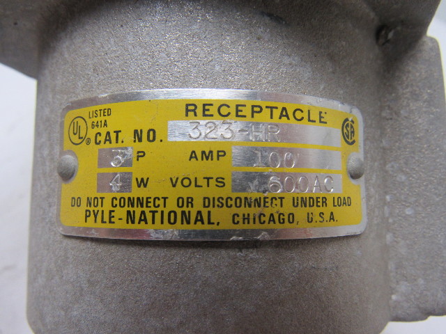 Pyle National 323-HR 3 Pole 100A 600V Receptacle Electric Connector ...