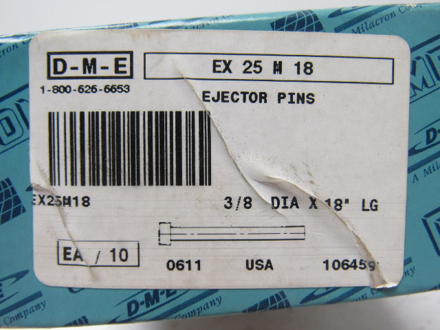 DME EX25M18 3/8" Dia. x 18" EX Type Ejector Pin Lot of 12 | Bullseye ...