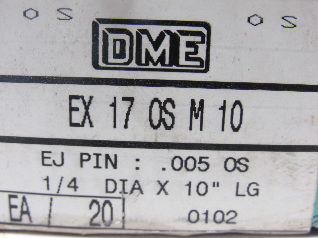 DME EX17M10OS Plastic Injection Mold Ejector Pin 1/4" 0.255" X 10" Lot ...