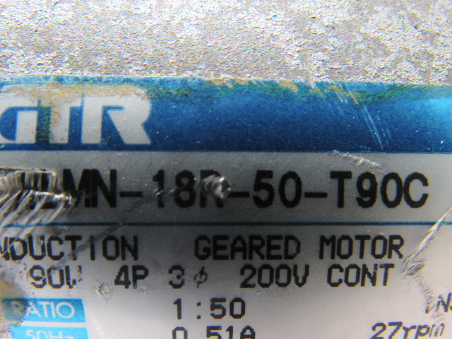 GTR HLMN-18R-50-T90C 1/4HP Induction Motor Gear Reducer 50:1 Ratio 220V ...