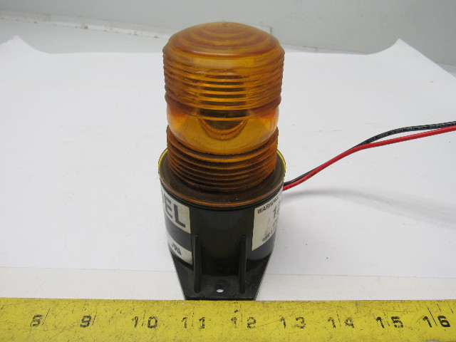 EVC 815T Amber Strobe Warning Beacon Light 12-72VDC 5" Tall 2-1/4" OD ...