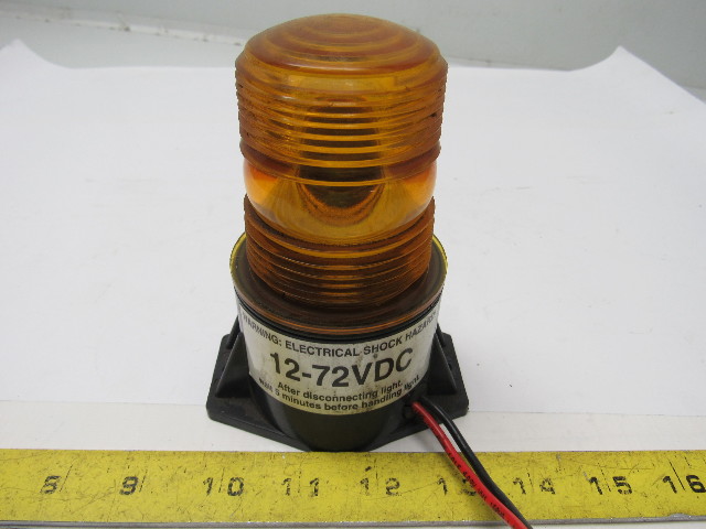 EVC 815T Amber Strobe Warning Beacon Light 12-72VDC 5" Tall 2-1/4" OD ...