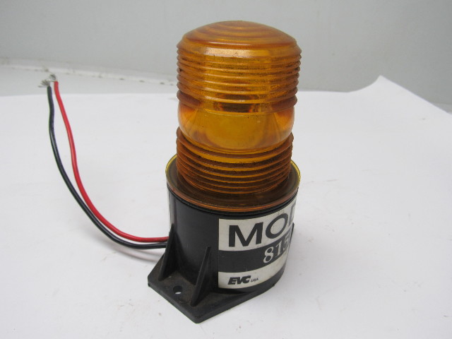 EVC 815T Amber Strobe Warning Beacon Light 12-72VDC 5" Tall 2-1/4" OD ...