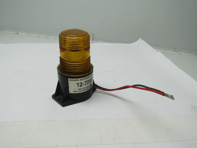 EVC 815T Amber Strobe Warning Beacon Light 12-72VDC 5" Tall 2-1/4" OD ...