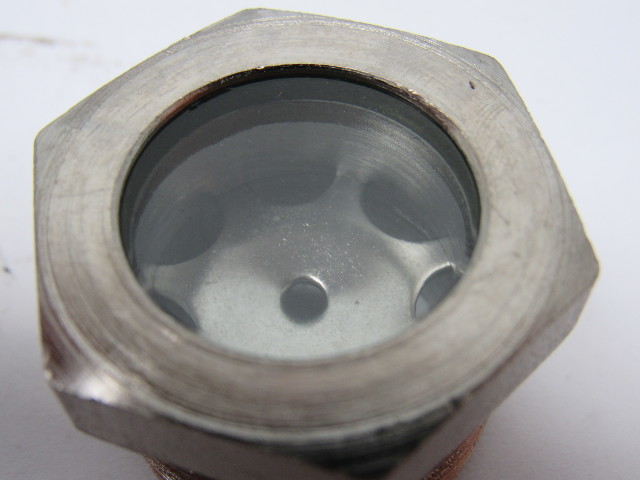 Dark Liquid Sealed Hex Bushing Style Sight Glass 1" NPT 15/16" Window ...