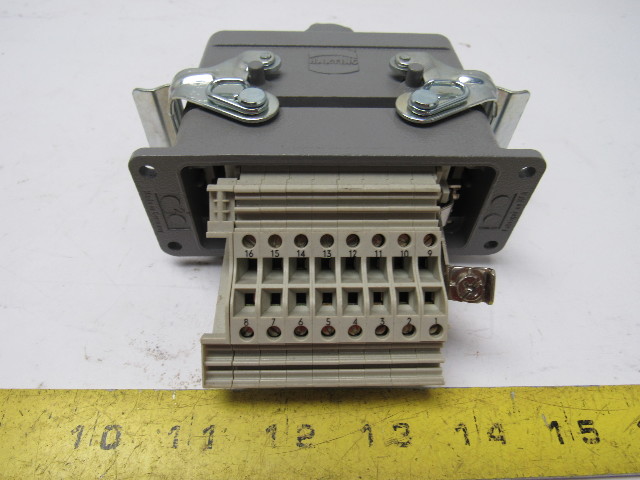 Harting Han 16 Hv E Series 16 Pin Housing Assembly Base & Hood W ...