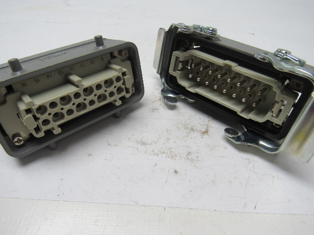 Harting Han 16 Hv E Series 16 Pin Housing Assembly Base & Hood W ...