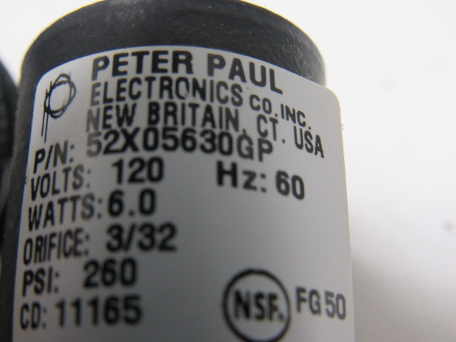 Peter Paul Electronics 52X05630GP 1/8"NPT Solenoid Valve 120volt Coil ...
