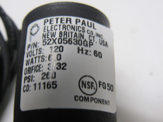Peter Paul Electronics 52X05630GP 1/8"NPT Solenoid Valve 120volt Coil ...