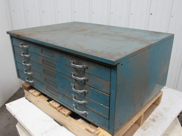 5 Drawer Flat File Blueprint Filing Small Parts Cabinet 40-3/4x28-1 ...