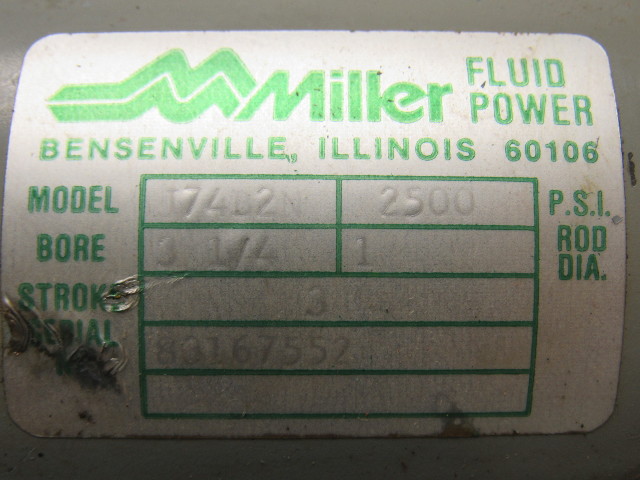 Miller Fluid Power 174B2N 3-1/4" Bore X 3" Stroke Hydraulic Cylinder ...