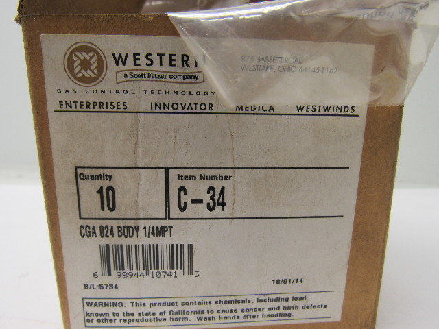 Western Enterprises C-34 Male/Male Oxygen Regulator Outlet Bushing Lot ...