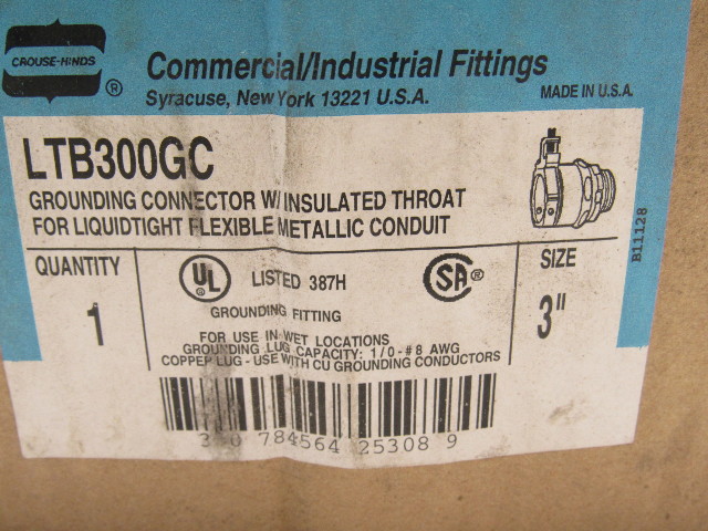 Crouse Hinds Co LTB300GC 3" Grounding Connector w/ Insulated Throat ...