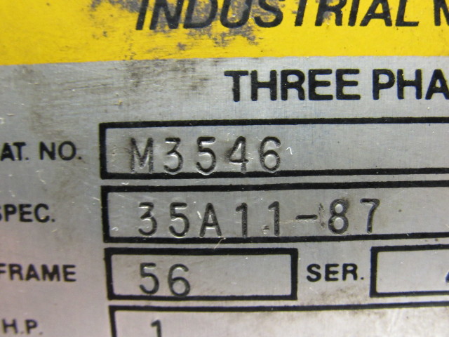 Baldor M3546 1 HP Electric Motor 3PH 208-230/460V 1725RPM 56 Frame ...