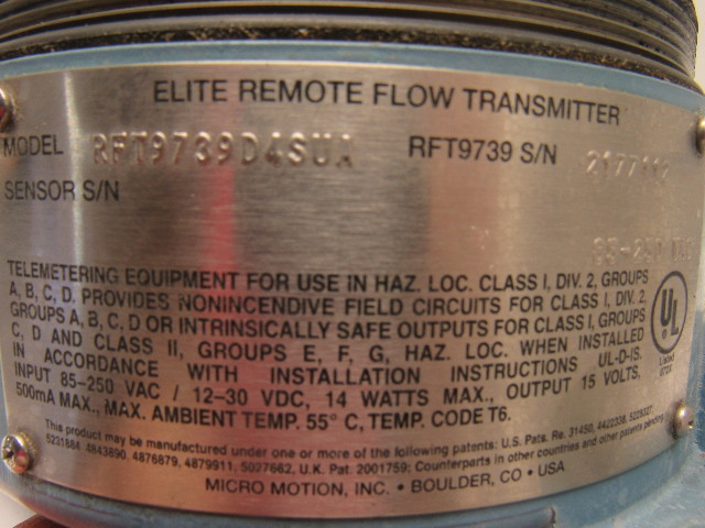 Micro Motion RFT9739D4SUA Elite Remoter Flow Transmitter 100/115V ...