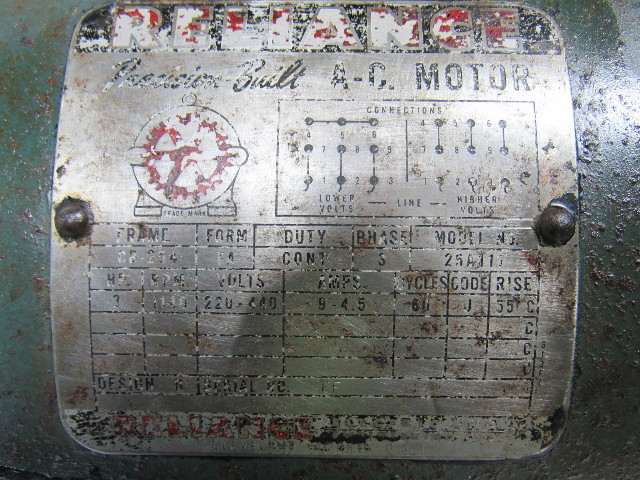 Reliance Electric 25AT17 3Hp Electric Motor 220/440V 3Ph CB-254 Frame ...