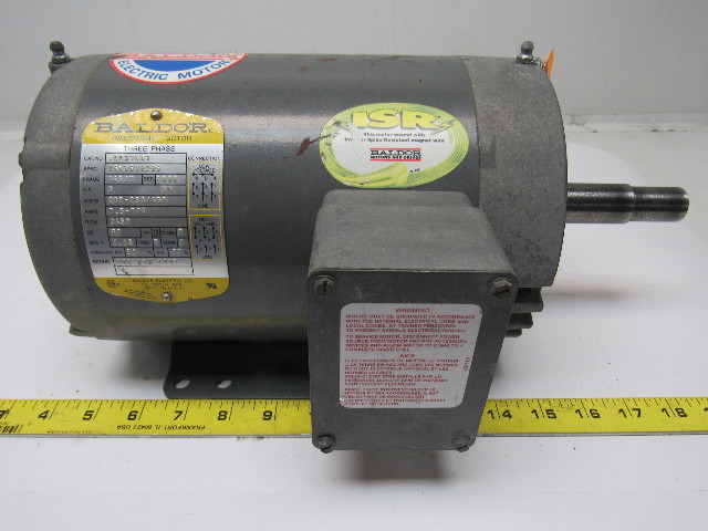 Baldor JMM3158T 3Hp Electric Motor 208-230/460V 3Ph 145JM Frame 3450 ...