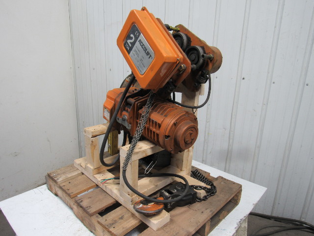ACCOLIFT 2130140 2 TON Electric Chain Hoist W Power Trolley 18'10" Lift ...