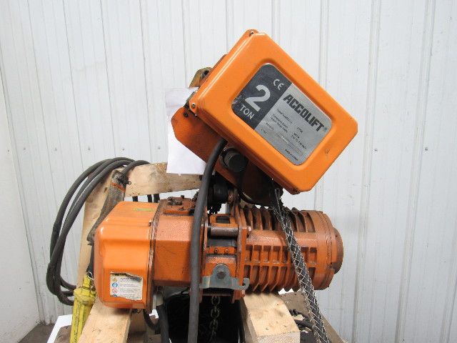 ACCOLIFT 2130140 2 TON Electric Chain Hoist W Power Trolley 18'10" Lift ...