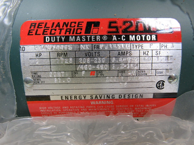 RELIANCE P14H1446S-NX 2 HP AC Electric Motor 1725 RPM Frame FJ145TC 3PH ...