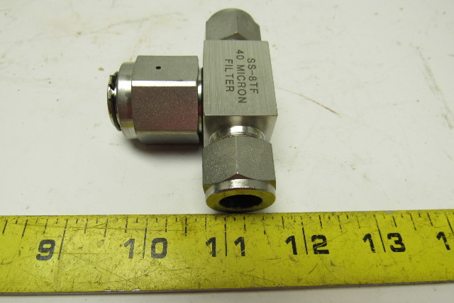 Swagelok SS-8TF Nupro 40 Micron T-type Particulate Filter 1/2" Tube ...