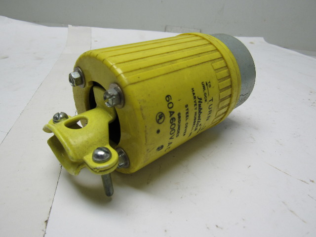 Hubbellock HBL26419 Twist Lock Plug 60A 600V Max Steel Shell W/Yellow ...