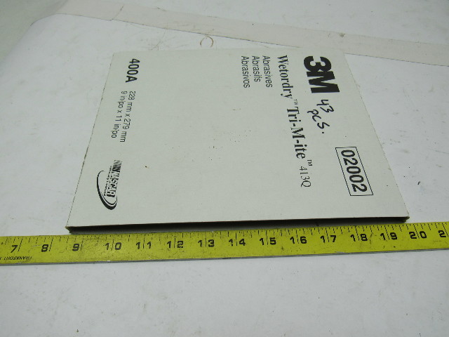 3M 02002 Wet Or Dry Abrasive Sandpaper 413Q 9" x 11" 400A Box Of 43 ...