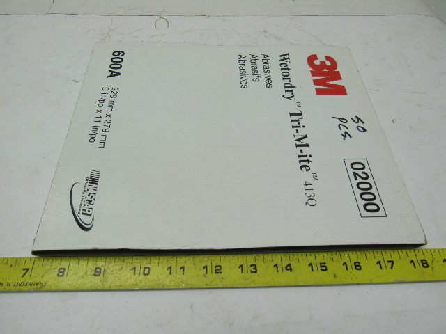 3M 02000 Wet Or Dry Abrasive Sandpaper 413Q 9" x 11" 600A Box Of 50 ...