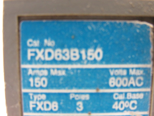 Siemens FXD63B150 ITE 3 Pole 150 Max Amp Molded Case Circuit Breaker ...