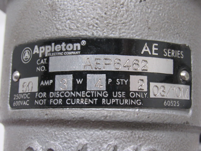 Appleton AEP6462 AE Series 60 Amp 4 Pin Style 2 Male Shielded Pigtail ...