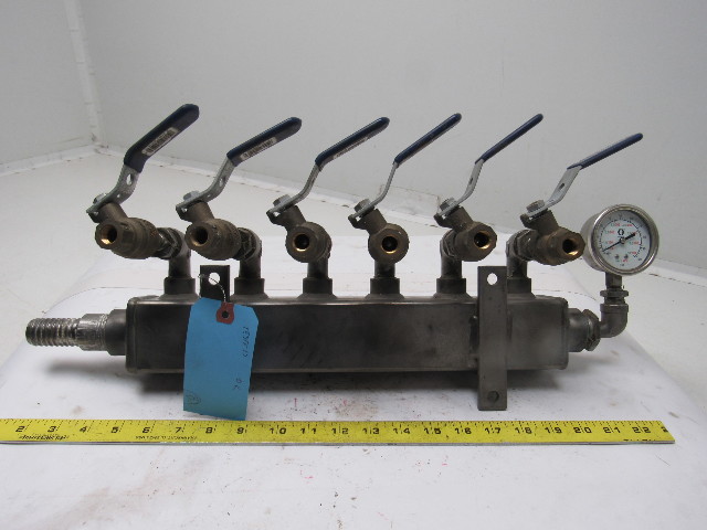 PPE 6 Port Water Manifold Distribution Center Stainless Steel 150 PSI ...