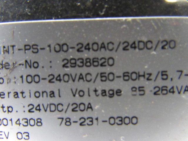 Phoenix Contact 2938620 QUINT-PS-100-240AC/24DC/20 Power Supply ...