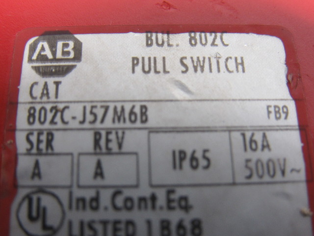 Allen Bradley 802C-J57M6B Ser A Rev A 10A 300V Pull Switch Safety Cable ...