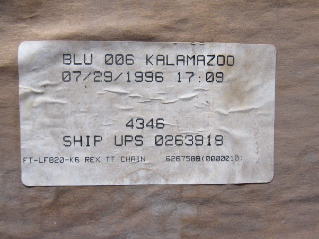 Rexnord LF820K6 6" Wide 1-1/2" Pitch Tabletop Conveyor Chain 10 ...