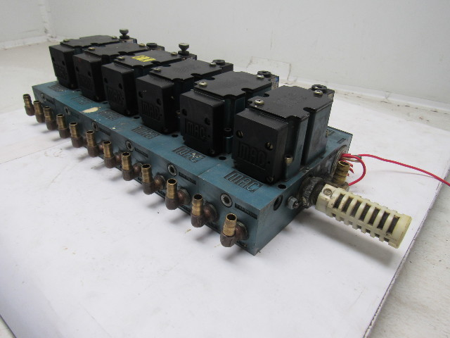 MAC 6311-000-PM-112DA 4/2 Single Operator 120V Coil 6 Air Valve Bank ...