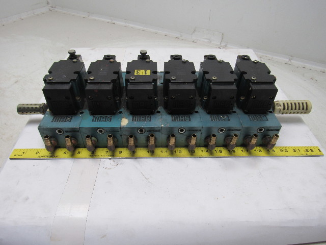 MAC 6311-000-PM-112DA 4/2 Single Operator 120V Coil 6 Air Valve Bank ...
