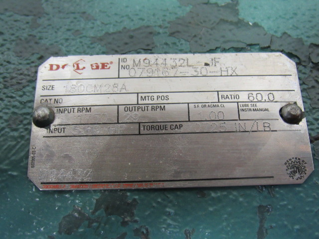 Reliance Dodge 180CM28A 5Hp 60:1 29RPM 230/460V Left Hand Output Gear ...