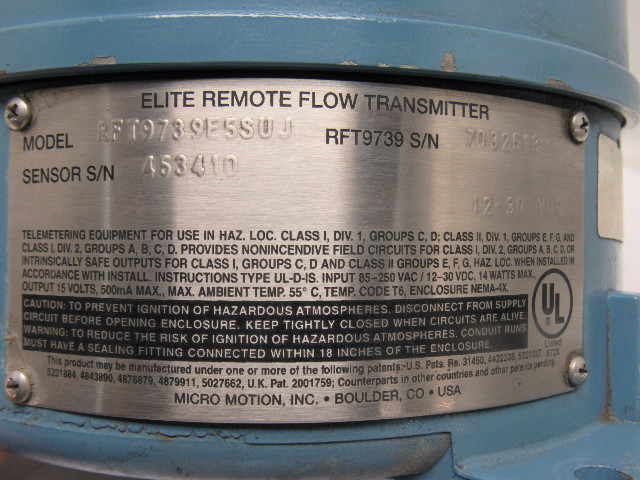 Micro Motion RFT9739E5SUJ 12-30 VDC Remote Flow Transmitter | Bullseye ...