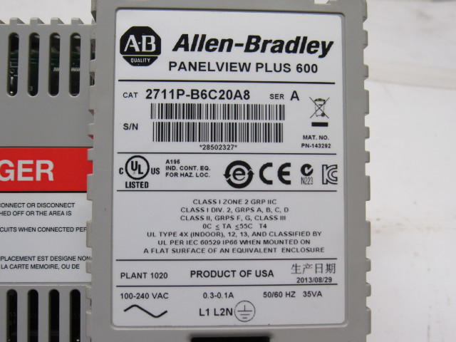 Allen Bradley 2711P-B6C20A8 PanelView Plus 600 Color Key Touch Display ...