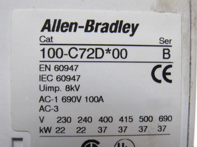 Allen Bradley 100-C72D*00 50HP 90A AC Contactor W/24V DC Coil ...