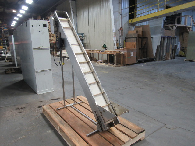 Incline Cleated Stainless Steel Small Parts Conveyor 84"x8" 115V 62 ...